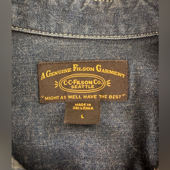 Filson | Shirts | Filson Mens Large Clarkston Denim Shirt Dark Indigo ...